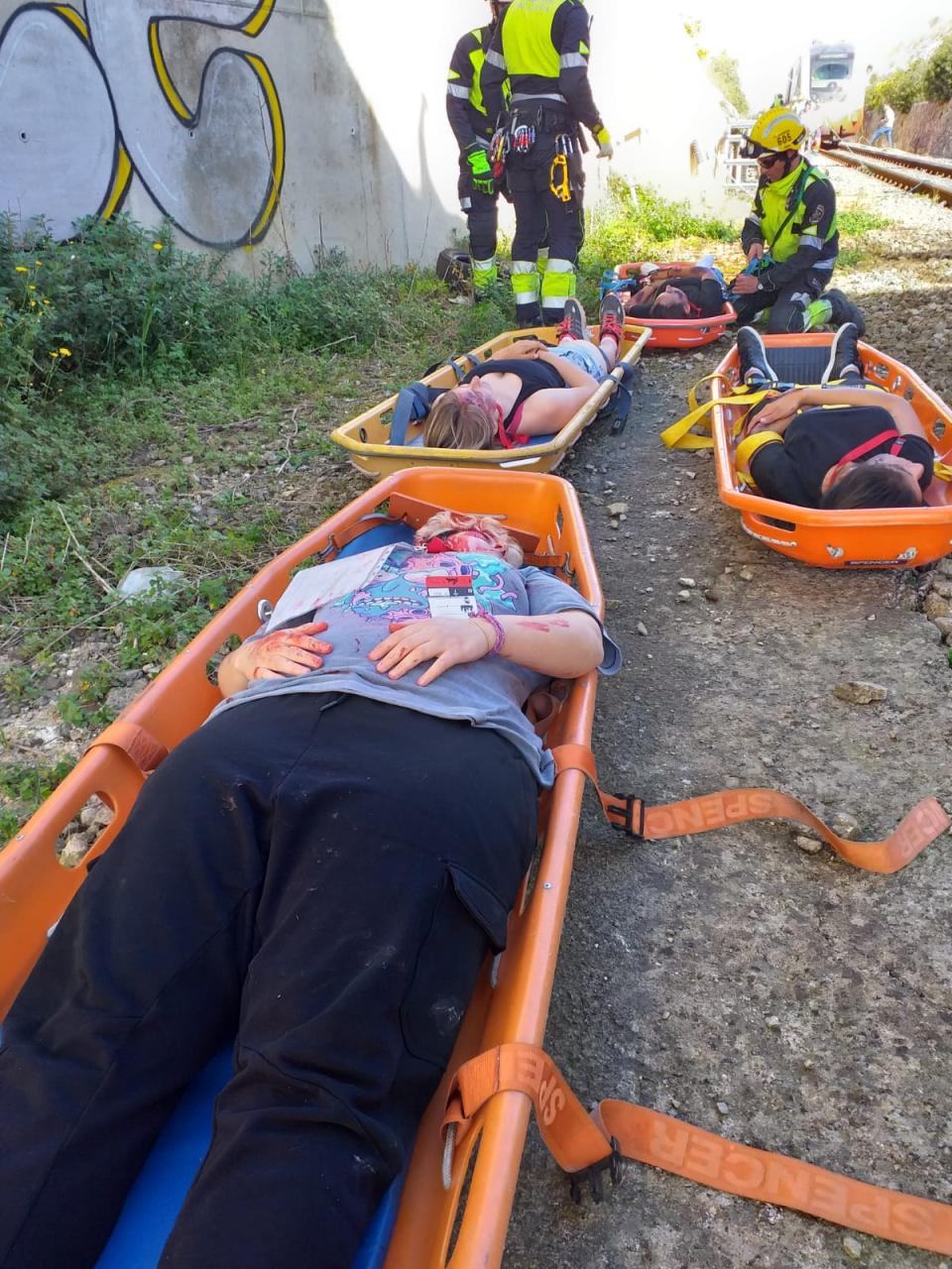 Fotogalería: Las mejores imágenes del simulacro de un accidente de tren