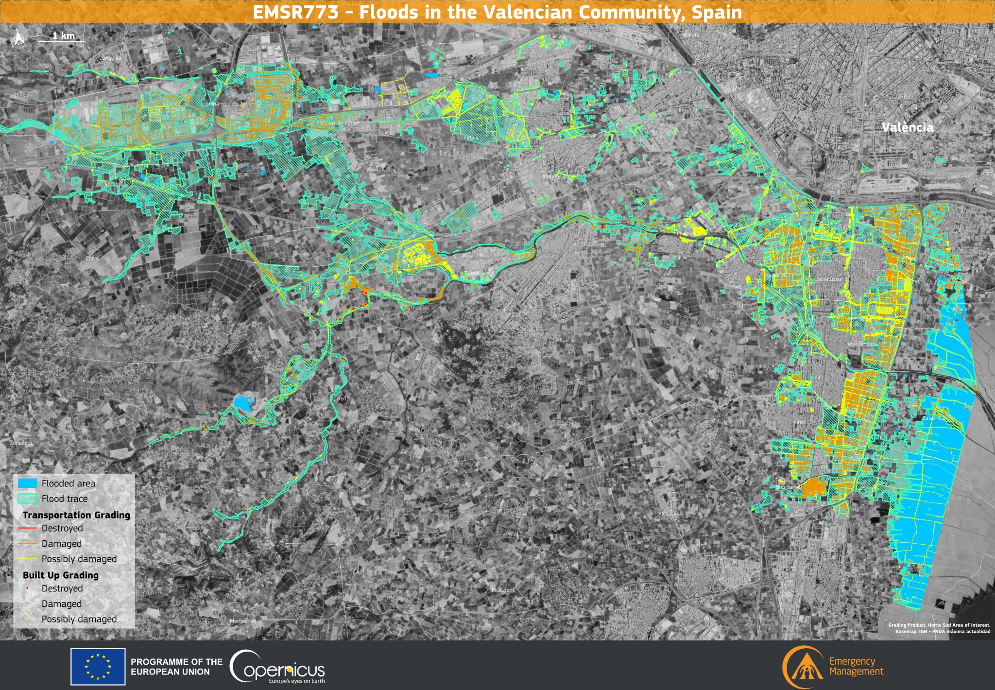 Dana en Valencia: Copernicus cifra la magnitud de los daños de la riada