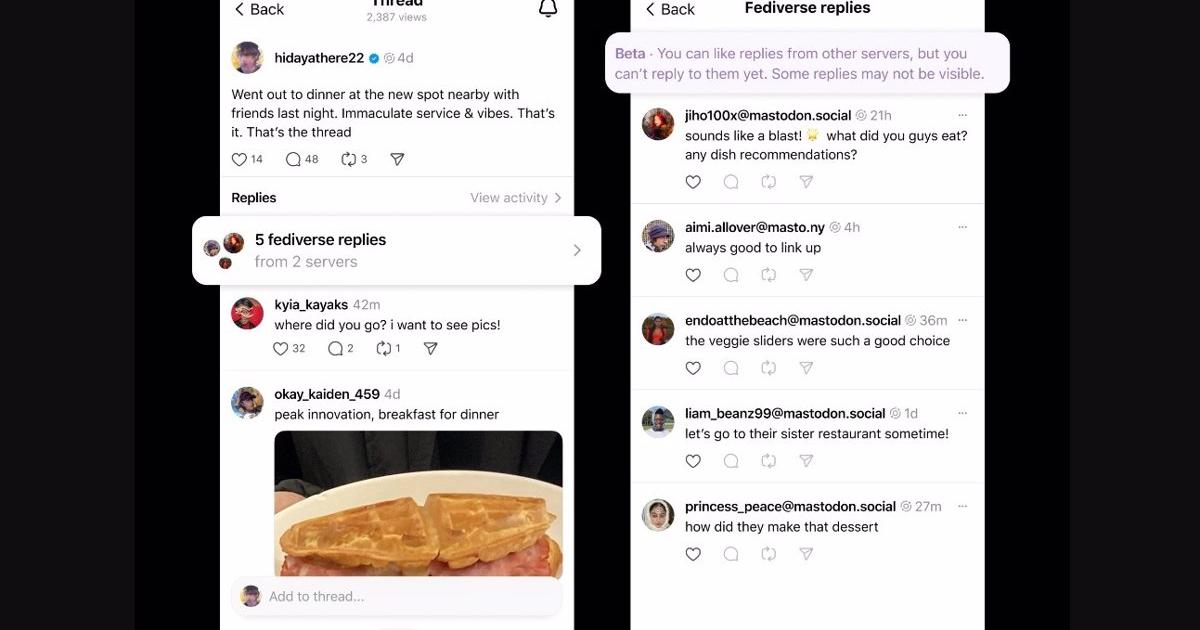 Threads ya permite ver y dar 'me gusta' a las respuestas de personas en otros servidores del ...